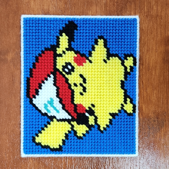 Hand Crafted | Wall Decor | Pokmon Pikachu Plastic Canvas Wall Hanging ...
